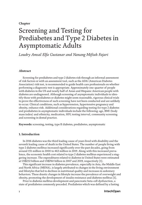 Pdf Screening And Testing For Prediabetes And Type 2 Diabetes In