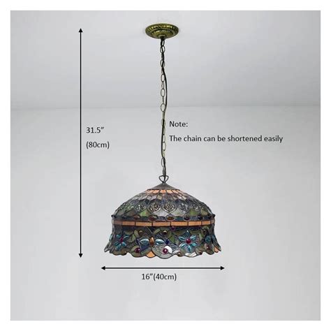 16 Inch Tiffany Style Stained Glass Hanging Lamp Vintage Stained Glass