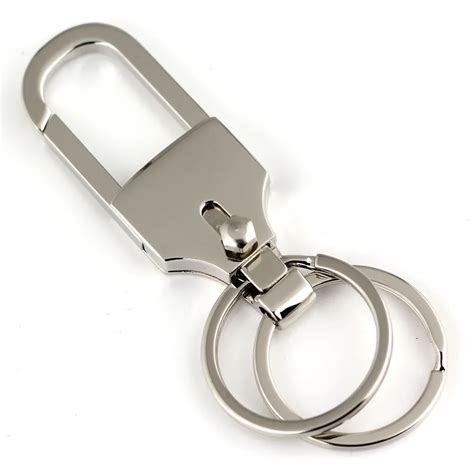 Polished Silver Pants Buckle Keychain Waist Belt Clip Hanging Double