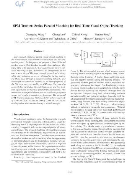 Pdf Spm Tracker Series Parallel Matching For Real Time Visual