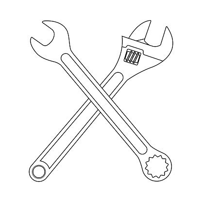 Wrenches Vector Outline Illustration Stock Illustration Download