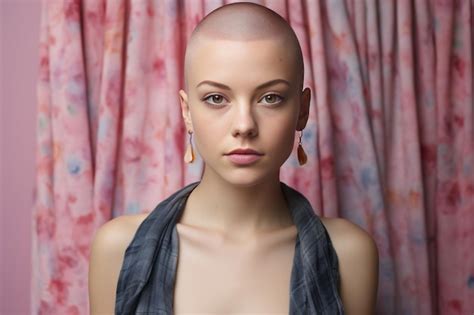 Premium Ai Image A Bald Woman Fights Breast Cancer