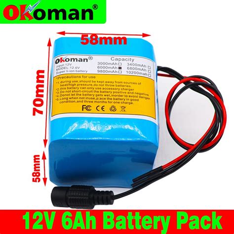 Okoman Large Capacity Battery Pack 12v 6000mah 186 Grandado