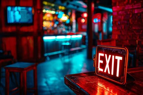 Exit Sign In A Bar Premium Ai Generated Image