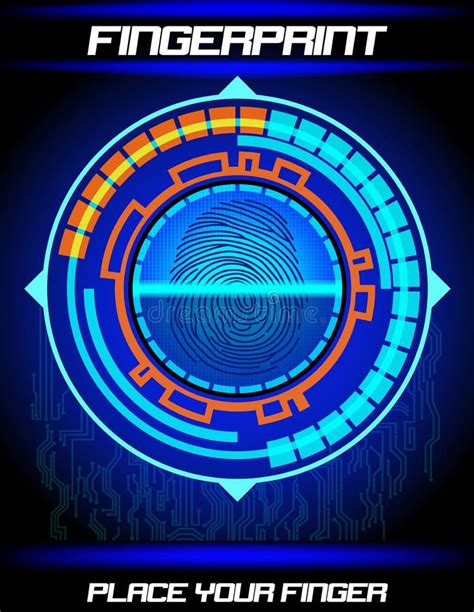 Fingerprint Scanning Technology Background Binary Code Stock Vector