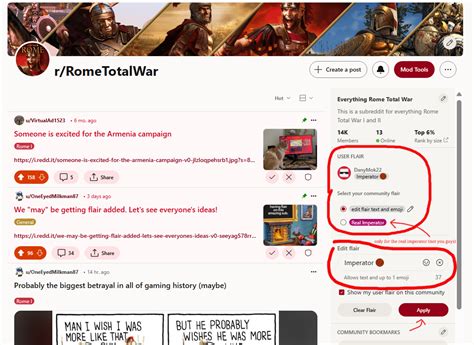 Customizable User Flairs Have Been Added To The Subreddit R Rometotalwar