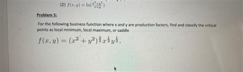 Solved F X Y Ln X Yx Y Problem For The Following Chegg