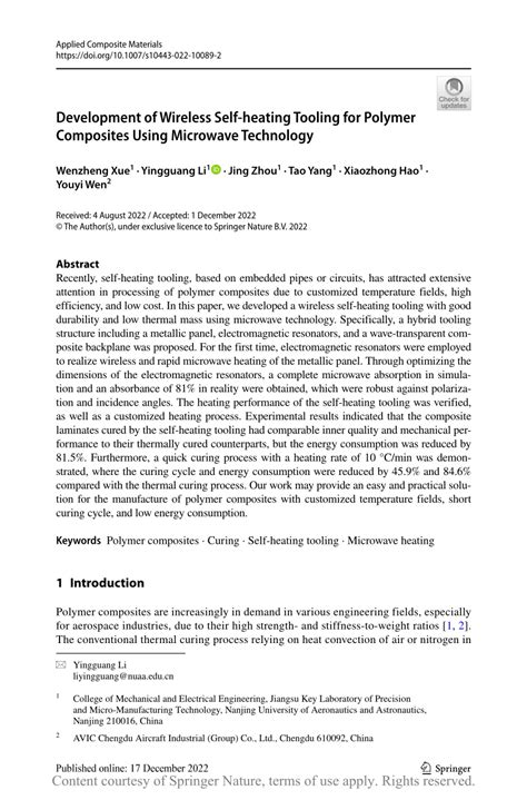 Development Of Wireless Self Heating Tooling For Polymer Composites Using Microwave Technology