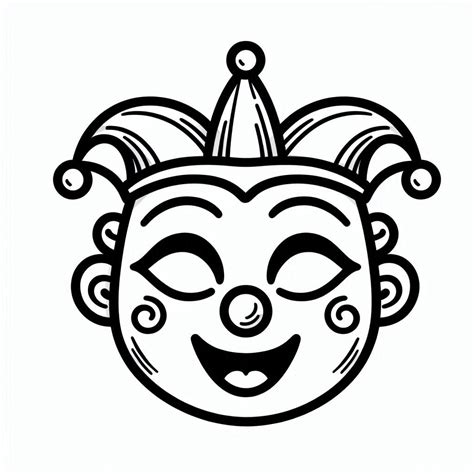 מסכה של ליצן לחג פורים לצביעה דף צביעה להדפסה יויו