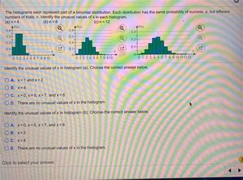 solved the histograms each represent part of a binomial