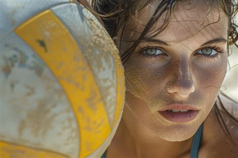 An Image Of A Teenage Girl Who Plays Beach Volleyball Generative Ai
