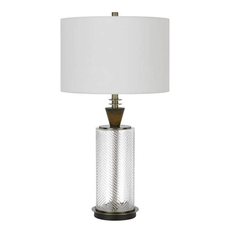 Homeroots 30 In Clear Metal Table Lamp With White Empire Shade