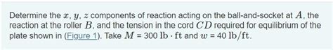 Solved Determine The X Y Z Components Of Reaction Acting