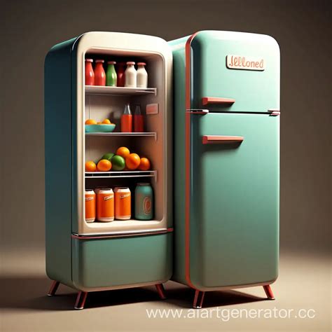 Vintage Stylized Retro Fridge In Nostalgic Colors AI Art Generator