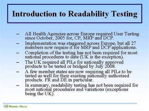 Readability Testing Of Package Information Leaflets And Bridging