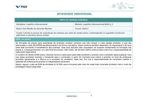 Logistica Internacional Exercícios Logística Docsity