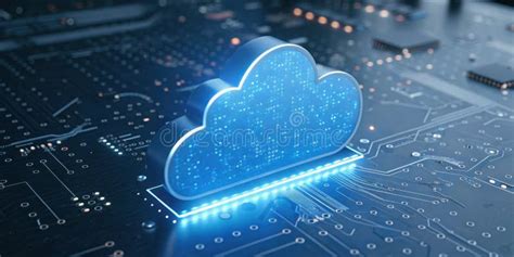 Cloud Computing Technology Concept On Circuit Board With Bright Blue