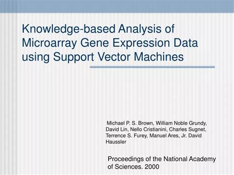 Ppt Knowledge Based Analysis Of Microarray Gene Expression Data Using
