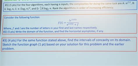 Solved Pts For The Four Algorithms Each Having N Chegg