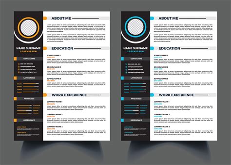 Clean And Professional Resume Cv Layouts Design Free Vector 27375940