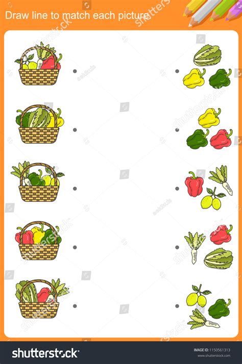 Draw Line Match Each Picture Color 스톡 벡터 로열티 프리