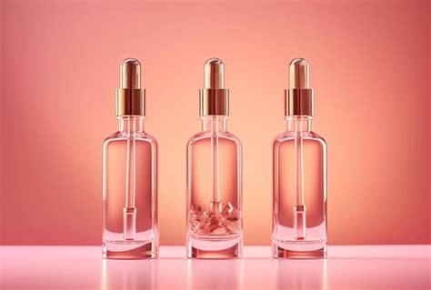 Premium Ai Image Skin Care Essence Glass Bottles On Pink Background