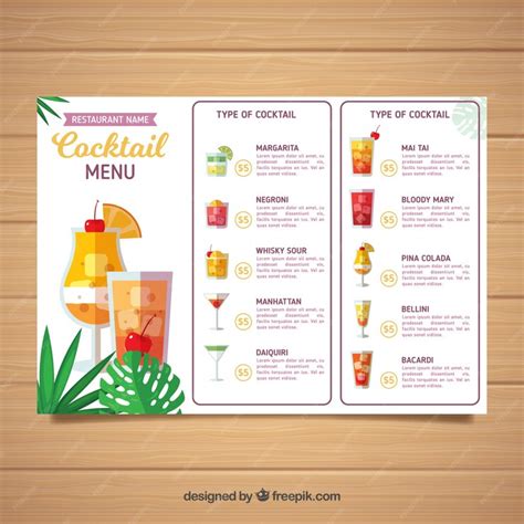 Cocktail Menü Vorlage Kostenlose Vektor