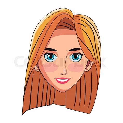 Young Woman Face Cartoon Stock Vector Colourbox