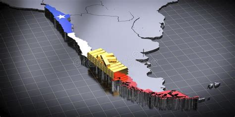 Mapa De Chile Y Banderas De Los Lingotes De Oro Stock De Ilustración Ilustración De Mercado