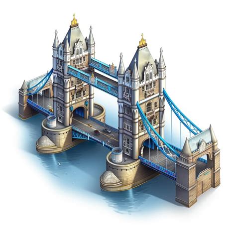 Tower Bridge Uk Intricate 3d Isometric Perspective Of The Tower Bridge