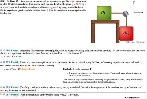 Solved 9 Problem 13 Two Blocks Are Connected By A Mas