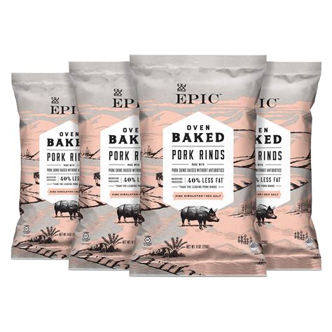 Epic Artisanal Oven Baked Pork Rinds Pink Himalayan Sea Salt 25