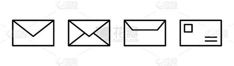 信封图标集。邮件图标在线。提纲中的消息符号。信封轮廓图。信的迹象。电子邮件符号的线性。股票矢量图