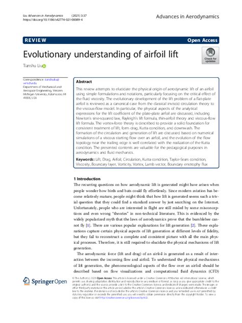 Pdf Evolutionary Understanding Of Airfoil Lift