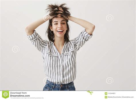 Punks Not Dead Portrait Of Funny Attractive Woman With Sense Of Humour
