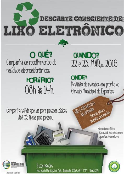 Campanha De Recolhimento E Descarte Consciente De Lixo EletrÔnico🥢