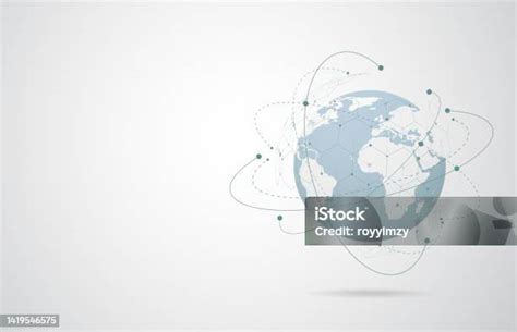 글로벌 네트워크 연결입니다 세계 지도 포인트와 라인 구성의 개념은 글로벌 비즈니스 벡터 일러스트 레이 션 세계적인에 대한 스톡