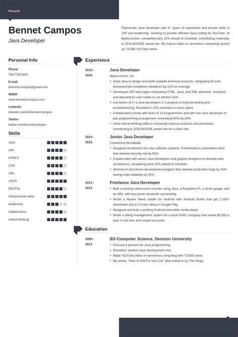 Java Developer Resume Examples For Junior Senior Jobs