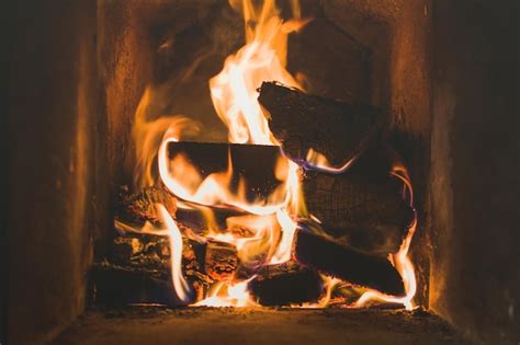 Premium Photo Fire In Fireplace