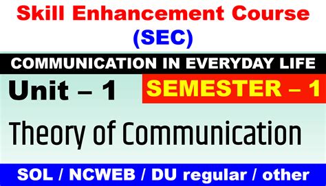 Communication In Everyday Life Unit Theory Of Communication