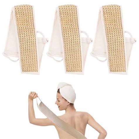 3pcs Exfoliating Natural Loofah Back Scrubber Shower Clean Deeply Dual