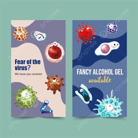 광고 그림을 위한 다양한 바이러스 수채화가 있는 바이러스 Ig 이야기 광고 디자인 템플릿 Psd 다운로드 디자인 자료 다운로드