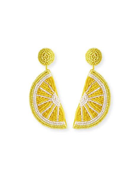 Kenneth Jay Lane Lemon Seed Bead Dangle Earrings In Yellow Modesens Beaded Dangles Beaded
