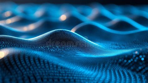 Abstract Blue Digital Wave Background With Glowing Particles Stock Illustration Illustration