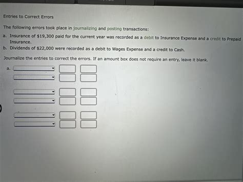 solved entries to correct errors the following errors took