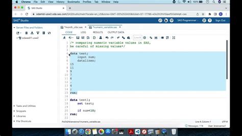 Comparing Numeric Variable Values In Sas Be Careful Of Missing Values Youtube