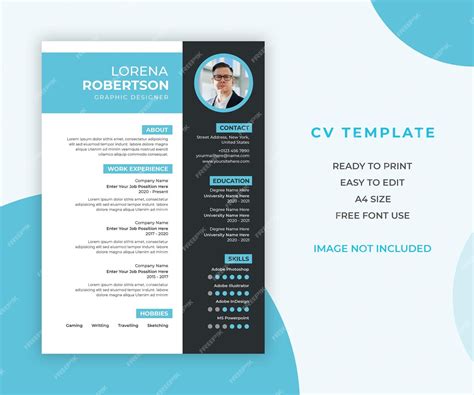 전문적이고 최소한의 현대적인 이력서 또는 이력서 템플릿 무료 Psd 파일