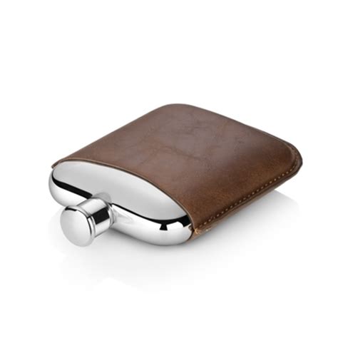 Stainless Steel Hip Flask With Leather Sleeve Lc Ts