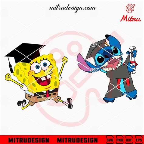 Stitch Spongebob Squarepants Graduation Svg Cartoon Graduate Svg