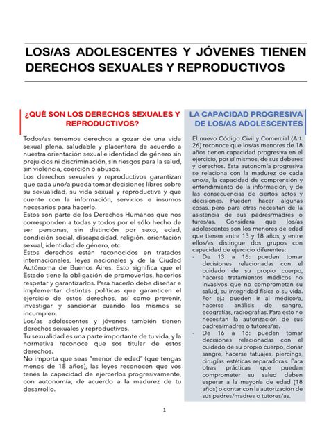 Salud Y Derechos Sexuales Reproductivos Y No Reproductivos 1 Pdf
